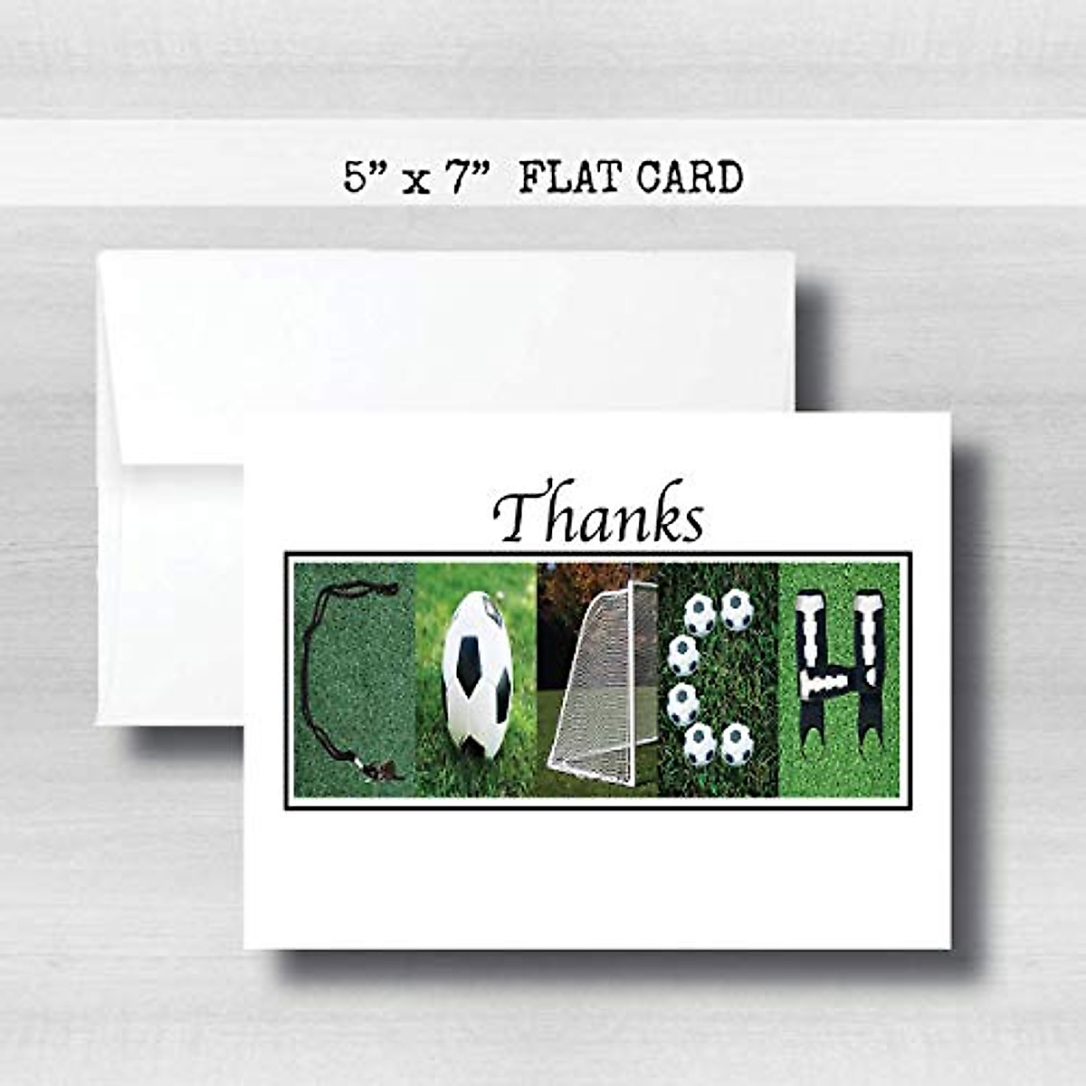 Personalized Soccer Coach Thank You Card, 5"x 7" Flat Card, Greeting Cards