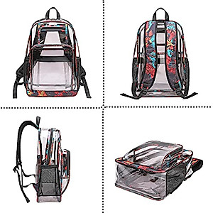 LISINUO Clear Backpack Heavy Duty Kids Backpacks for Boys Clear Bookbag Stadium Approved Transparent Bags (Black)