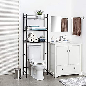 Home Zone Bathroom Storage Shelf with 3-Tiers and Wide Shelving Pattern | Restroom Over the Toilet Space Saver with Bronze Shadow Finish (Rustic Style)