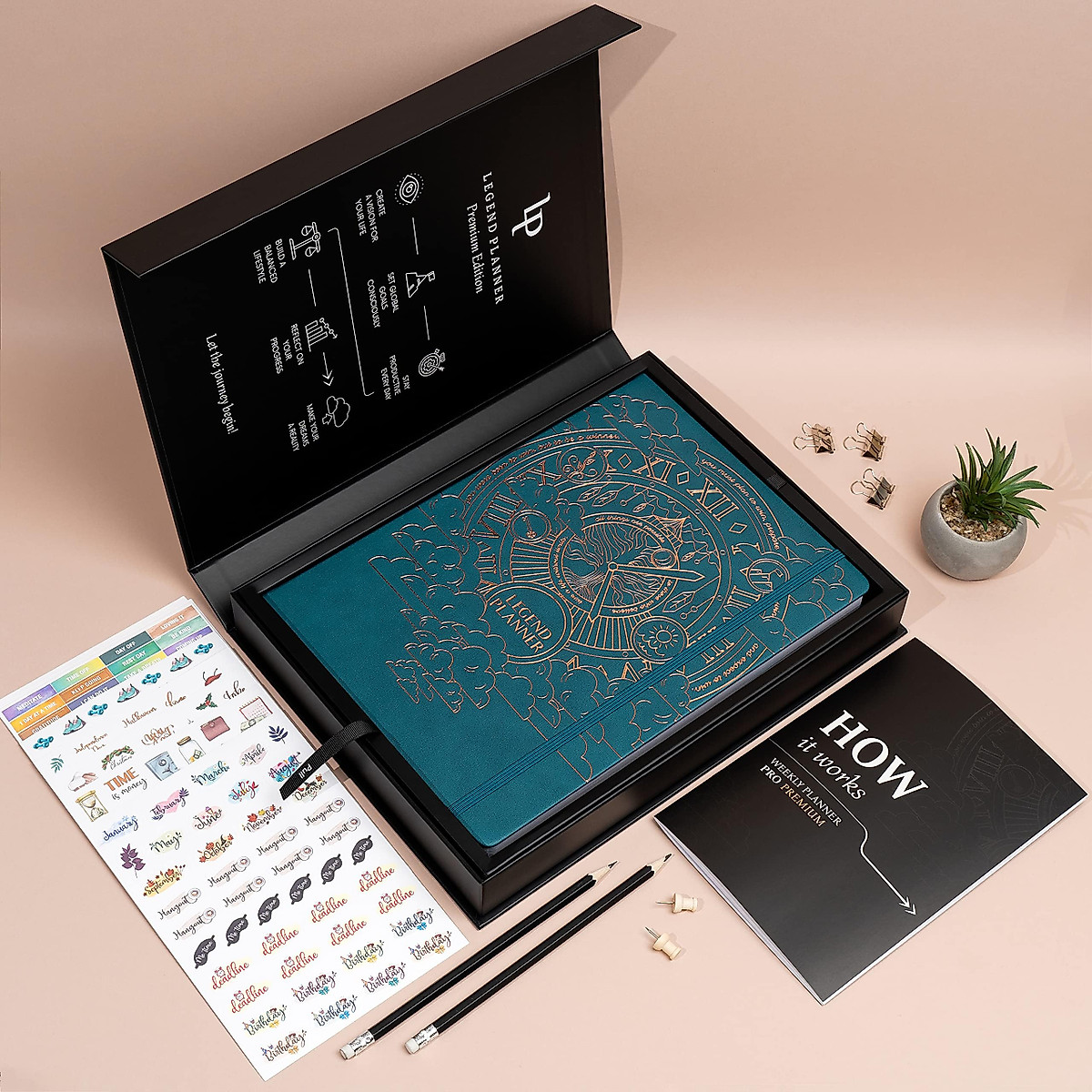 Legend Planner PRO Premium – Large Undated Weekly, Monthly & Budget Planner with Habit Tracker – Life Organizer for Time & Task Management, Goal Setting & Productivity – A4 size (Dark Teal)