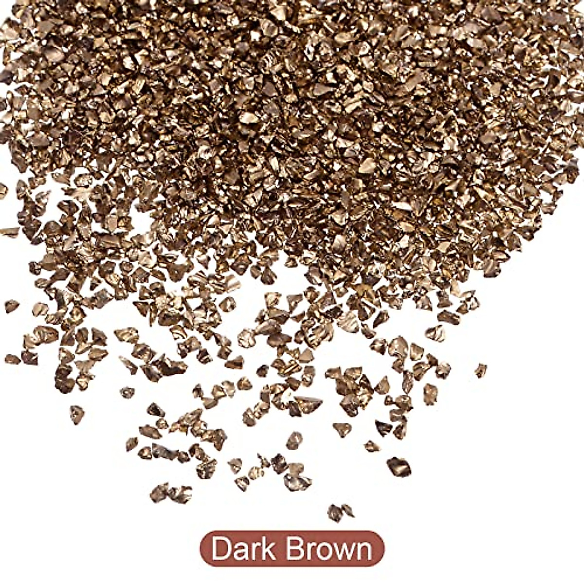 uxcell 20g Crushed Glass Chips, 1-3mm Irregular Metallic Glitter Glass for Craft DIY Jewelry Vase Filler Epoxy Resin Decoration Dark Brown