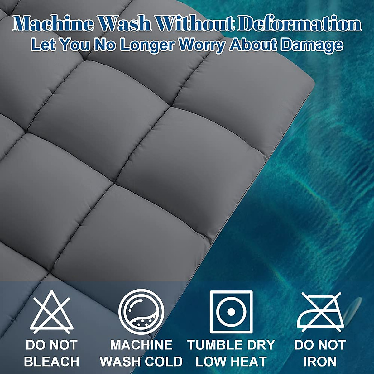 SONORO KATE Mattress Topper, Extra Thick Mattress Protector,Cooling Mattress Pad Cover for Back Pain, Plush & Support Bed Topper Overfilled Down Alternative with 8-21" Deep Pocket (Grey, Queen)