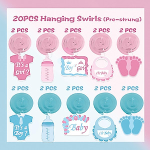 JINGAOFUN 20PCS Baby Gender Reveal Party Decorations Boy or Girl Gender Reveal Party Supplies Party Ideas Pink and Blue Decorations He or She Pregnancy Announcements Decor