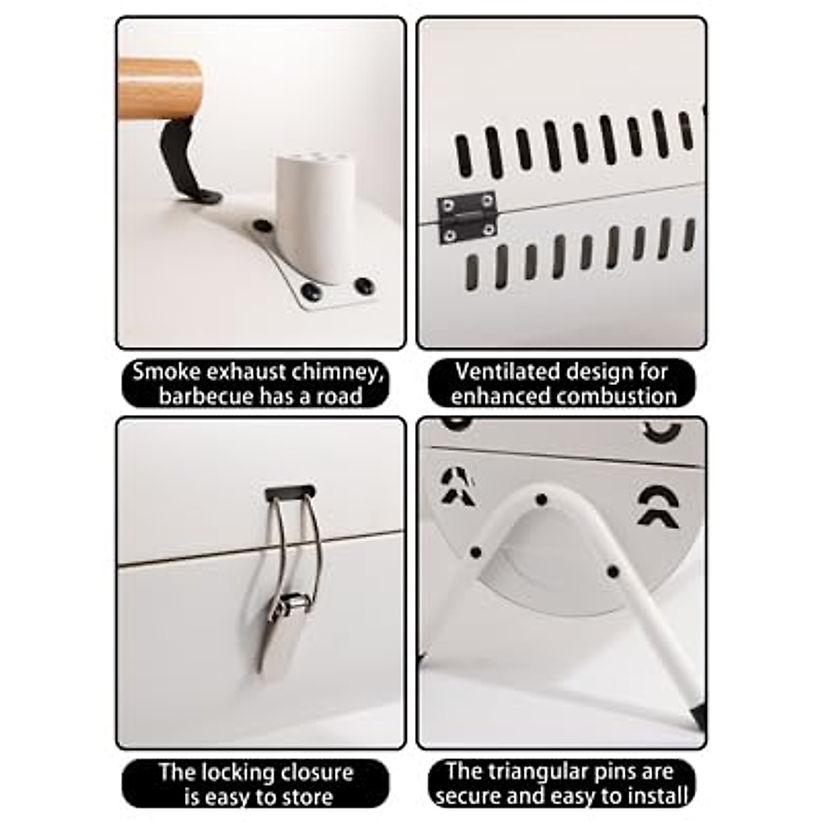 Supernal Tabletop Charcoal Grill,BBQ Grill,Portable Charcoal Grill,Small Folding Tabletop Grill for Outdoor Cooking Camping,Picnics,Backyard,Balcony-White,Thanksgiving, Christmas, Halloween