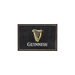 Guinness Bar and Spill Mat for Countertops | Irish Rubber Bar Mat for Drips with Guinness Harp Logo | Professional Bar Service Mat with Guinness Beer, 18 x 12” Compatible
