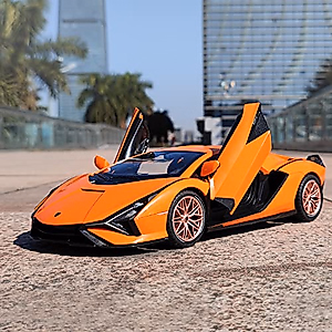 ZMZ Lamborghini Remote Control Car,1:14 Scale Lamborghini SIAN Toy Car Officially Licensed Fast Rc Cars with Open Door Led Light 2.4Ghz Model Car for Adults Boys Girls Birthday Ideas Gift(Orange)