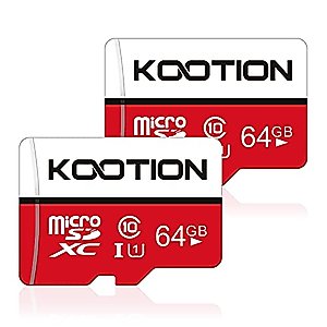 KOOTION 64GB Micro SD Card 2 Pack Ultra Micro SDXC Memory U1 Card Class 10 Micro SD Cards 64GB High Speed TF Card R Flash, C10, U1, 64 GB (2 Pack)