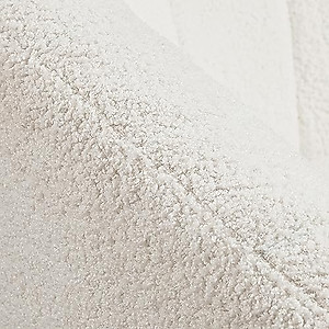 Yaheetech Sherpa Fabric Accent Chair, Modern Cozy Vanity Chair with Gold Metal Legs, Boucle Fabric Armchair with Removable Seat Cushion for Living Room Bedroom Office Guest Room, Ivory