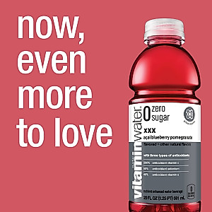 vitaminwater zero sugar xxx, electrolyte enhanced water w/vitamins, açai-blueberry-pomegranate drinks, 20 fl oz, 12 Pack