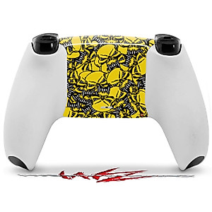 WraptorSkinz Skin Wrap compatible with Sony PS5 DualSense Controller Scattered Skulls Yellow (CONTROLLER NOT INCLUDED)