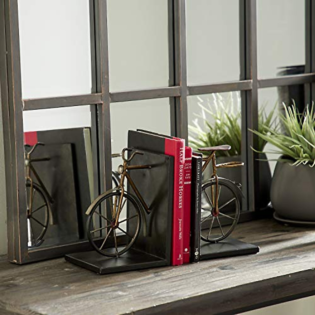 Deco 79 Metal Bike Bookends, Set of 2 6"W, 9"H, Black