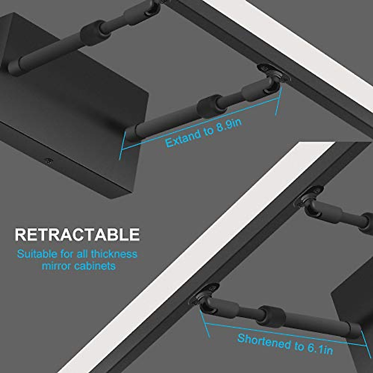 YHTlaeh Adjustable LED Bathroom Vanity Light Fixture Wall Cabinet 18W 24inch Matte Black Natural White Light 4000K for Makeup Bathroom Lighting Over Mirror (24in Non Dimmable)