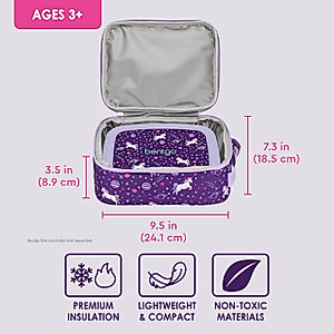 Bentgo Kids Insulated Lunch Tote - Water-Resistant, Reusable, Lightweight & Durable Lunch Bag with Water Bottle Holder & Mesh Pocket, Fits Lunch Box & Water Bottle - Ideal for Ages 3+ (Unicorn)
