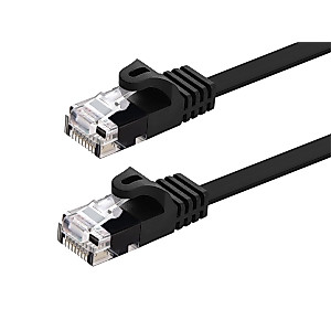 Monoprice - 109551 Cat5e Ethernet Patch Cable - Network Internet Cord - RJ45, Flat,Stranded, 350Mhz, UTP, Pure Bare Copper Wire, 30AWG, 14ft, Black