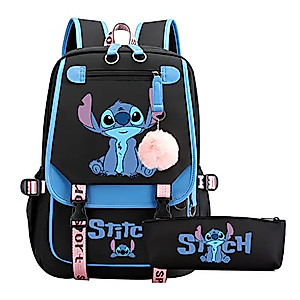 Ksspovkr Anime School Backpack Set with USB Charging Port Cute Travel Backpack Laptop Bag with Pencil Box for Boys And Girls Gifts, Style1