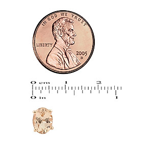 Solid 14k Rose Gold Natural Morganite Stud Earrings (8x6mm Oval) (rose-gold)