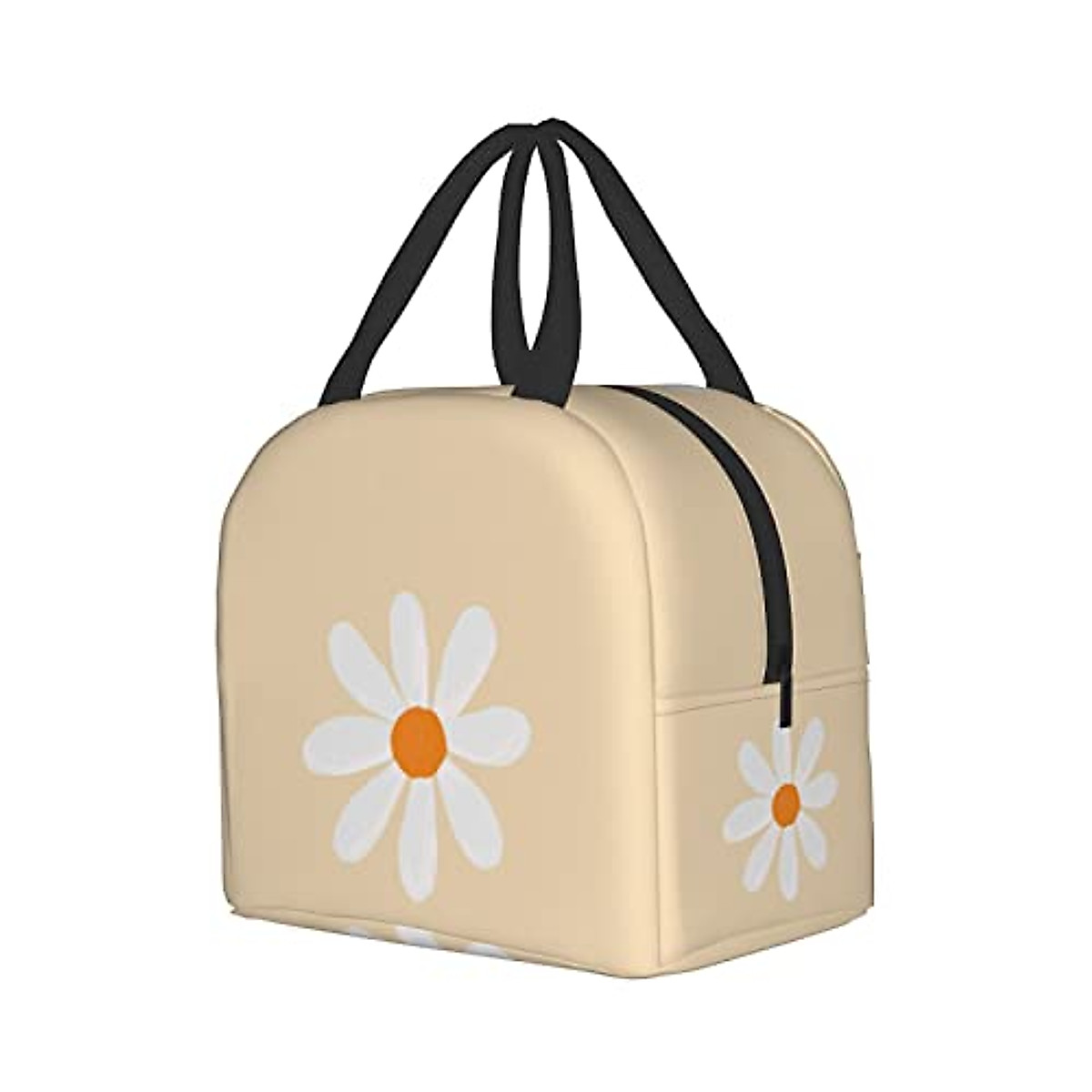 Insulated Lunch Bag Reusable Lunch Box For Women Men, Cooler Lunch Tote Bag With Front Pocket for Picnic Office Work, Cute aesthetic Floral Daisy