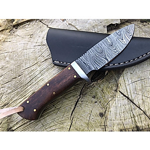 Perkin 6.5 Inches Damascus Steel Hunting Knife With Sheath SK300