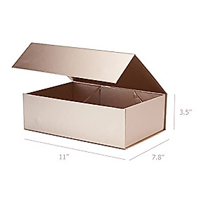 Volanic Gift Boxes with Magnetic Sealed Decorative Lids 11 x 7.8 x 3.5 Inch for Gift Packaging Wedding Birthday Graduation Christmas Gift Box with Gift Card Ribbon