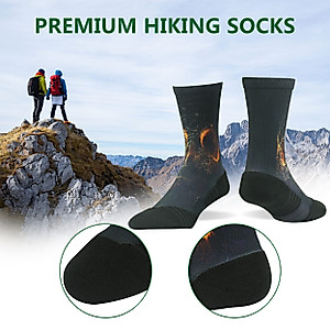 HUSO Galaxy Print Comfortable Moisture Wicking Dress Atheletic Mid Calf Hiking Socks 4 Pairs for Men Women (Multicolor, L/XL)