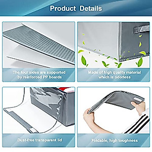 2 Pack Drawer Organizers for Clothes - Wardrobe Closet Organizer and Storage with Transparent Lids for Jeans Pants Dresses Sweaters Shirts, Stackable Large Size Fabric Organization Bins - 9 Grids Grey