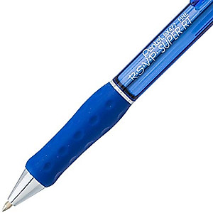 Pentel RSVP Super RT Ballpoint Pen, (0.7mm) Fine Line, Blue Ink, Box of 12 (BX477-C)