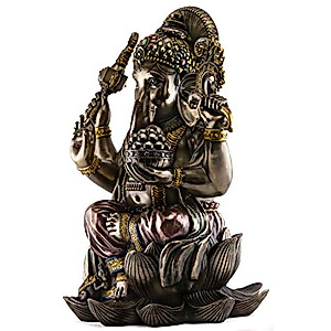 Top Collection Large Ganesha Statue- Hindu Ganesha Lord of Success Sculpture in Premium Cold Cast Bronze - 24-Inch Collectible Figurine