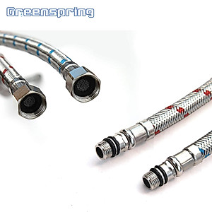 Greenspring 40-Inch Long Faucet Connector, 2Pcs Faucet Supply Lines, Kitchen Sink Toilet Hose Braided Stainless Steel Supply Hose 3/8" Female Compression Thread x M10 Male Connector (1 Pair)