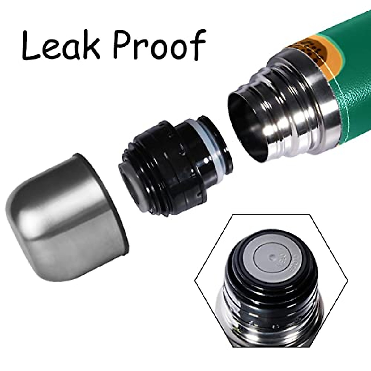 Stainless Steel Leather Vacuum Insulated Mug Pawpaw Thermos Water Bottle for Hot and Cold Drinks Kids Adults 16 Oz