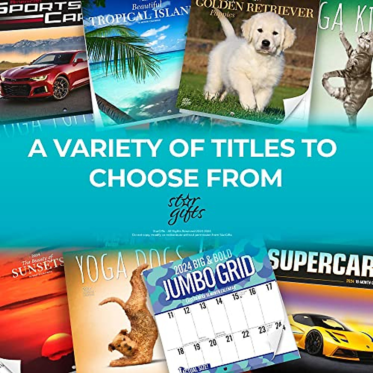 Corvette OFFICIAL | 2024 14 x 24 Inch Monthly Deluxe Wall Calendar | Sticker Sheet | StarGifts | Chevrolet Motor Muscle Car