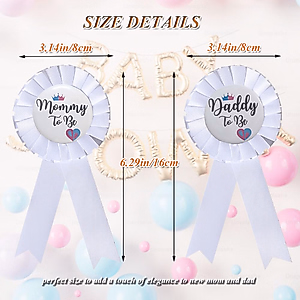 Mommy and Daddy To Be Tinplate Badge Pins, 2Pcs Perfect Baby Shower/Gender Reveal Button Pins for New Parents Baby Shower Pins Party Favor for Every Mom To Be and Dad To Be (White Style)