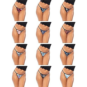 Sexy Basics Women's 12 Pack Buttery Soft Sexy G String Bikini T-Back Thong Underwear No Show Panties