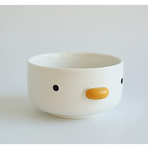 PURROOM Funny Cute Chick Small Salad Bowls, Handmade Glaze Duck Safety Ceramics 14oz Soup Bowls, 4.3'' Rice Bowl, Home Family, Friend.