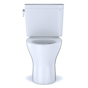TOTO CST746CEMFG#01 Drake Two-Piece Elongated Dual Flush 1.28 and 0.8 GPF Universal Height DYNAMAX TORNADO FLUSH Toilet with CEFIONTECT, Cotton White