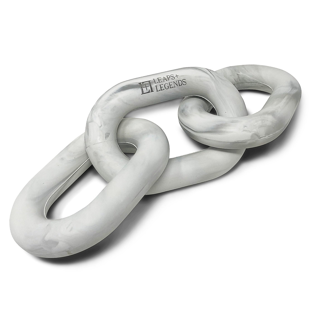 Tug of War Dog Chew Toy - Natural Rubber Heavy Duty Marble Links - Neutral Aesthetically Pleasing Puppy Chew Toys for Small, Medium or Large Dogs (White & Gray Marble)