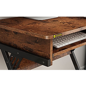 ALISENED 2 Tier Computer Desk with Keyboard Tray, 23.6" Home Office Desk Computer Workstation Rolling Study PC Laptop Table for Small Spaces,Z-Shaped Small Compact Study Table