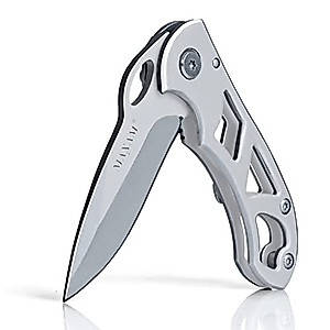 Maxam Folding Pocket Knife - Stainless Steel Blade, Handle, Frame Lock - Small Tactical Knife with Clip