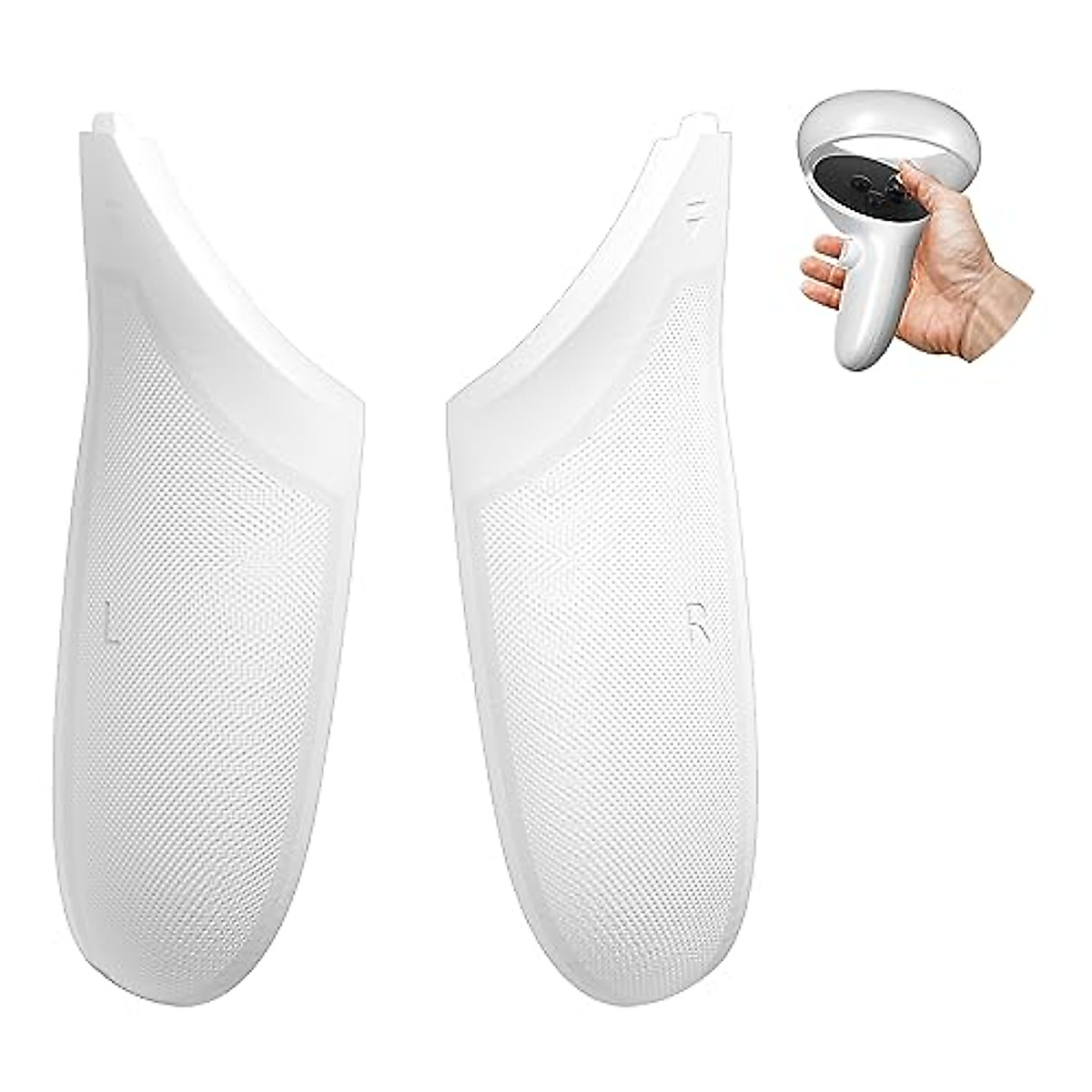 Battery Covers for Oculus Quest 2 Controller, TanReginal Ergonomic Design Covers for Meta Quest 2 Controller, Replacement Parts with Anti-slip Granule Texture, Premium PVC Material, 2 Joystick Caps