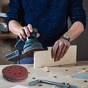LotFancy 5 Inch 8 Hole Sanding Disc, 60PCS 40 60 80 100 180 240 Grit Assorted Sandpaper, Random Orbital Sander Pad, Hook and Loop Sand Paper