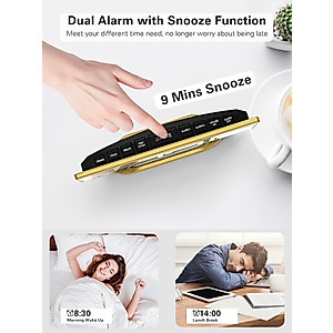 Alarm Clock for Bedroom, Modern Digital Clock for Living Room, 8.7" LED Mirror Alarm Clock with 2 USB Charger,Snooze,12/24H,7 Adjustable Dimmer & Volume Aesthetic Bedside Clock for Teens Kids Adults