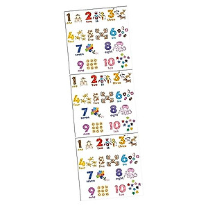 VOSAREA 3 Sets Digital Cartoon Wall Sticker Wall Decoration Classroom Wall Decals Number Wall Stickers Kindergarten Wall Sticker Trendy Room Decor Cartoon Number Design Sticker