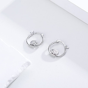 CHENGHONG Hedgehog Earrings 925 Sterling Sliver Hedgehog Hoop Earrings Hypoallergenic Cute Animal Huggies Eearrings Hedgehog Jewelry Gifts for Women