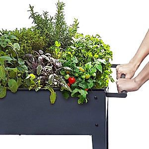 FOYUEE Raised Planter Box with Legs Outdoor Elevated Garden Bed On Wheels for Vegetables Flower Herb Patio
