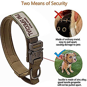 Tactical Dog Collar with USA American Flag - Military Dog Collar Thick with Handle - Heavy Duty Nylon K9 Adjustable Metal Buckle for Medium Large Dogs M L XL Chew Proof with 2 Patches Black