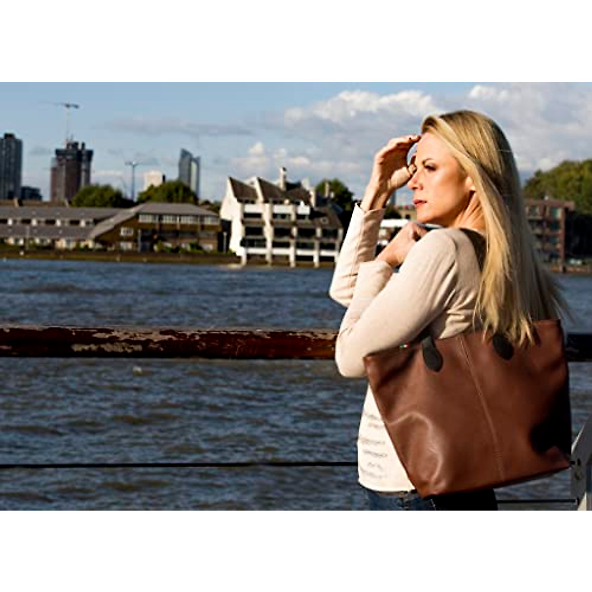 LiaTalia Womens Leather Handbags Tote Bag Top Handle Bag Hobo Designer Purses Shoulder Bag - TIA (Dark Grey)