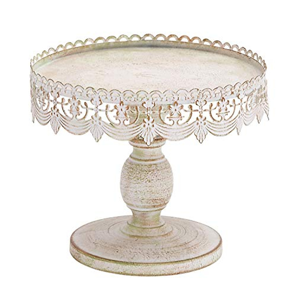 Deco 79 Metal Cake Stand with Lace Inspired Edge, 10" x 10" x 9", White