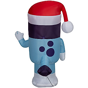 Bluey Christmas Airblown Inflatable in Santa Hat Bluey, 3.5 ft Tall, Blue
