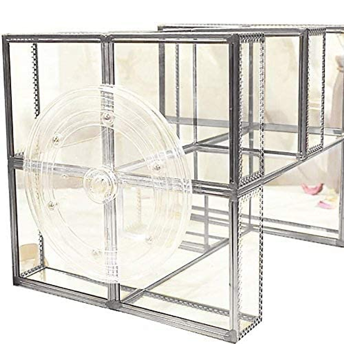 360 Degree Rotation Makeup Organizer Antique Countertop Cosmetic Storage Box Mirror Glass Beauty Display, Gold Spin Large Capacity Holder for Brushes Lipsticks Skincare Toner (silver)