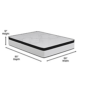 EMMA + OLIVER Asteria Extra Firm 12" Hybrid Mattress in a Box with CertiPUR-US Certified Foam, Pocket Spring Core & Knit Fabric Top for All Sleep Positions - Queen