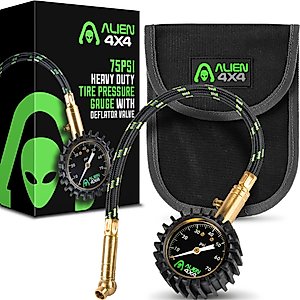 Alien Sunshade Tire Pressure Gauge (0-75PSI) Heavy Duty Tire Gauge, Jeep Gifts - Easy Read Glow Dial - Tire Gauges for Tire Pressure - Air Pressure Gauge for Car